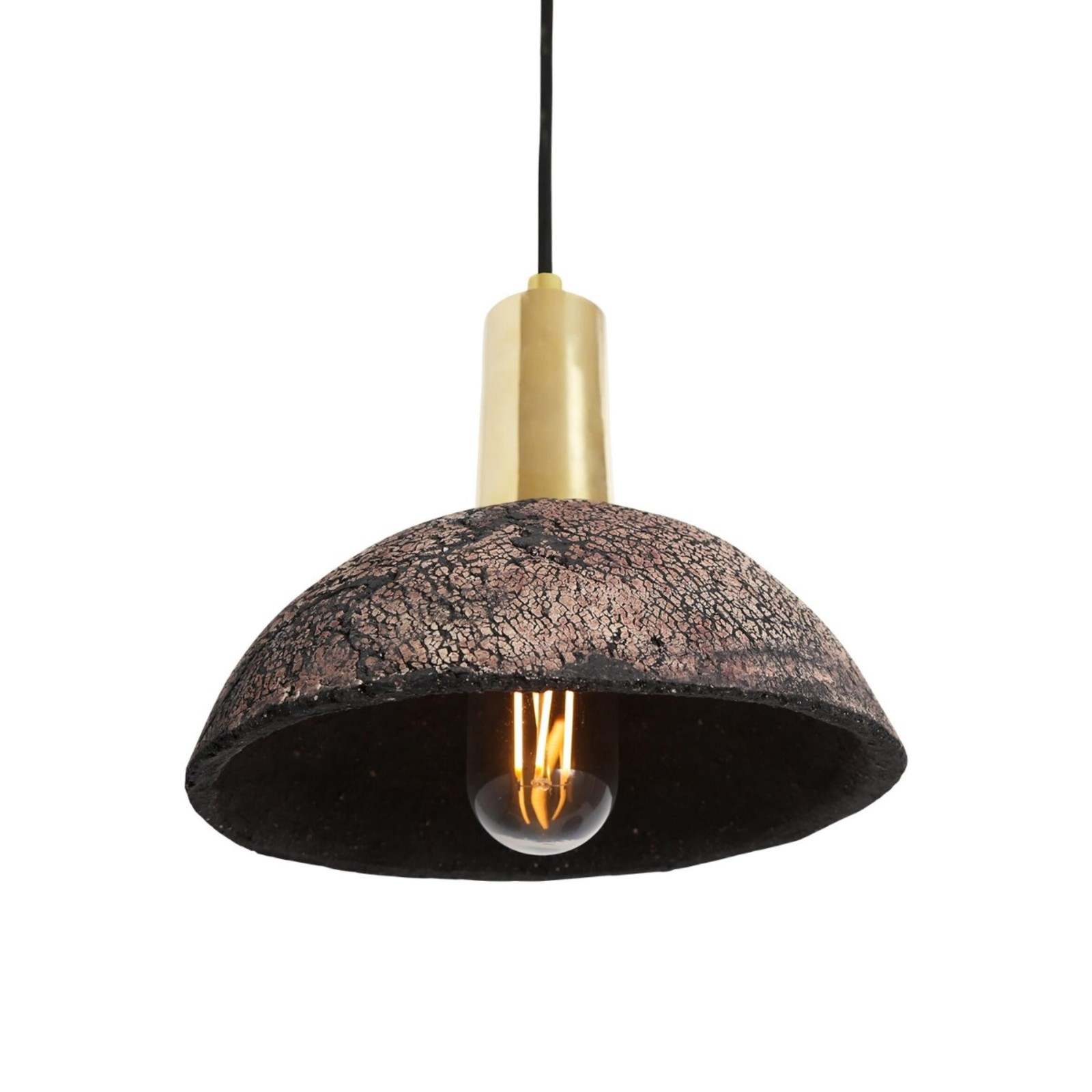 Kauri Bespoke ceramic small dome ceiling pendant 20cm black Clay ...