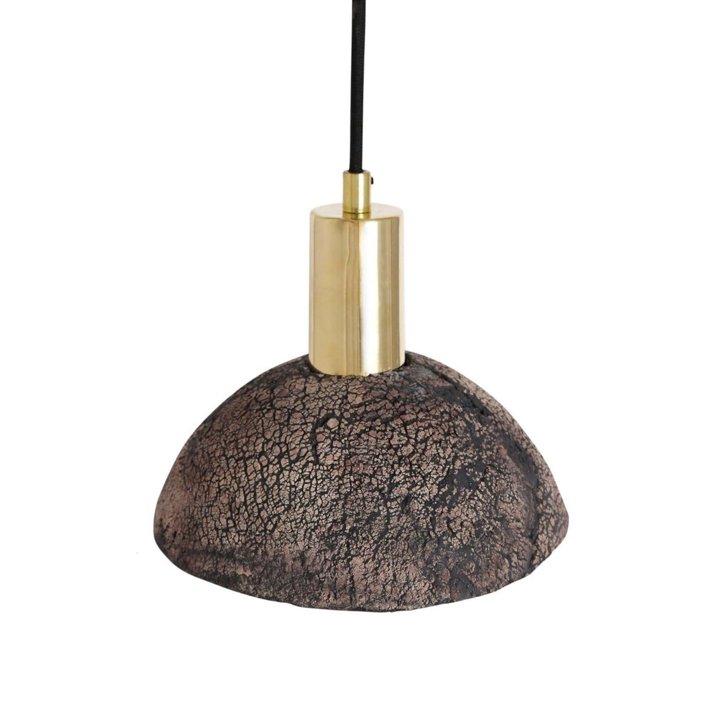 Kauri Bespoke ceramic small dome ceiling pendant 20cm black Clay ...