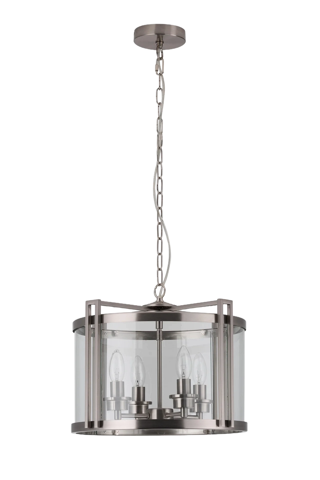 Satin Nickel 4 light glass lantern – Galaxy Lighting