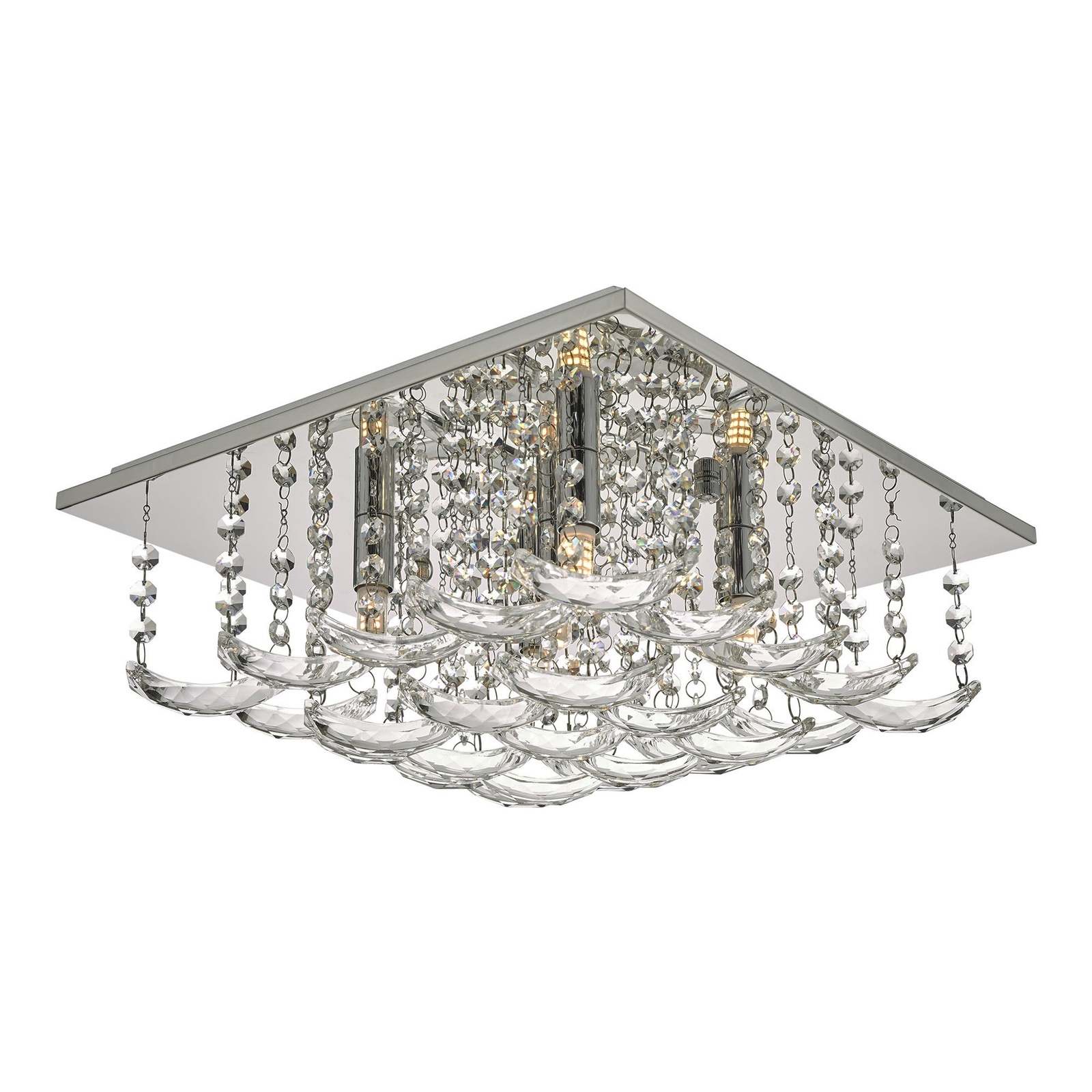 Orella 5 Light Flush Polished Chrome & Crystal – Galaxy Lighting